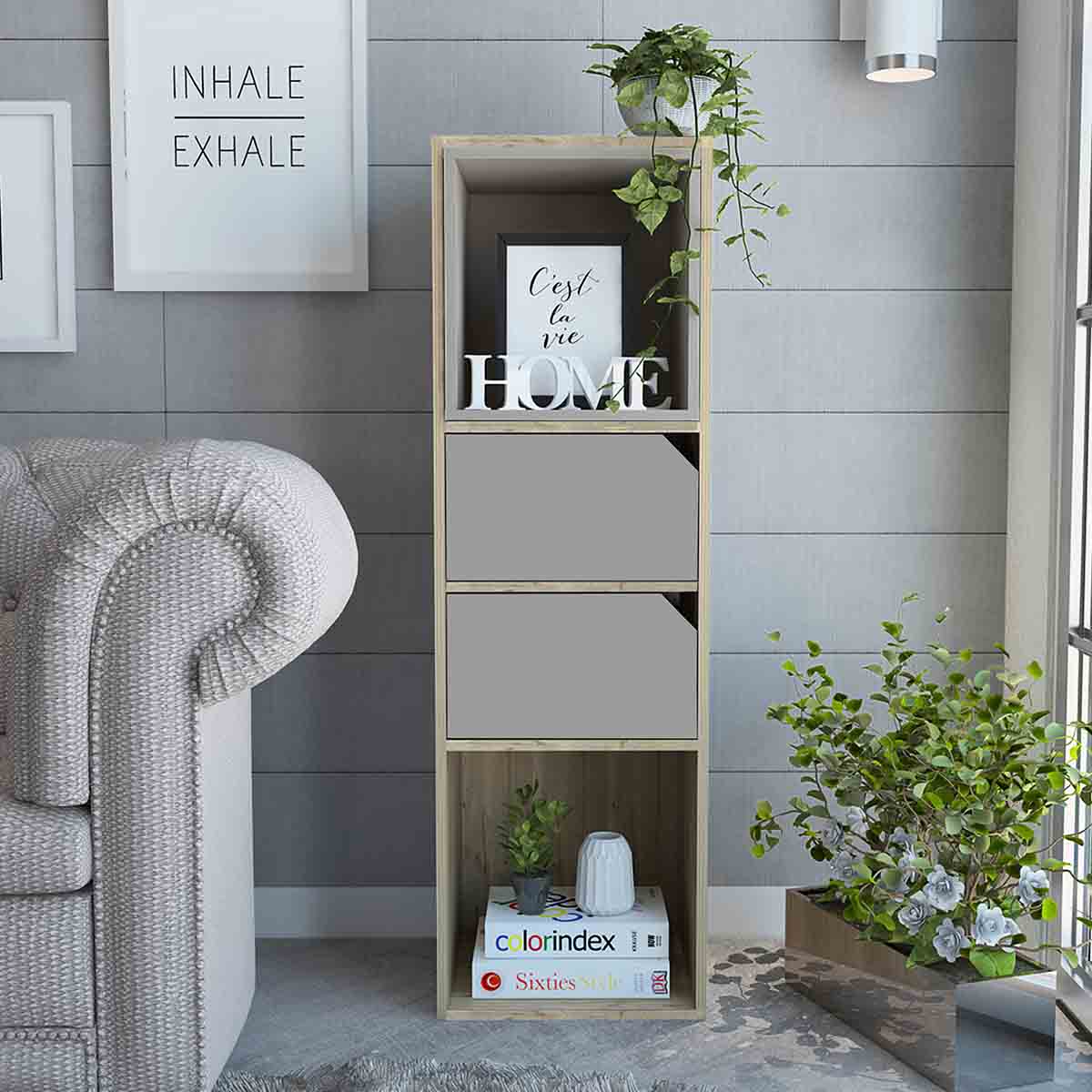 Librero Fiji - Modulo Cajones, Color Duna – Virtual Muebles Mx