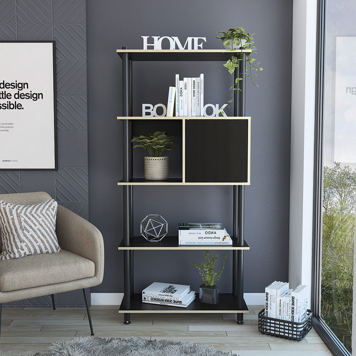 Librero Cubik 2, Color Duna – Virtual Muebles Mx