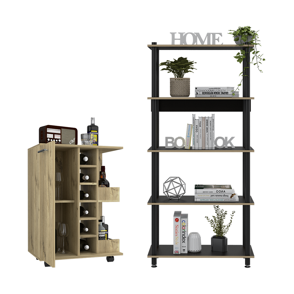 Combo Capri, incluye Mueble Bar y Librero – Virtual Muebles Mx