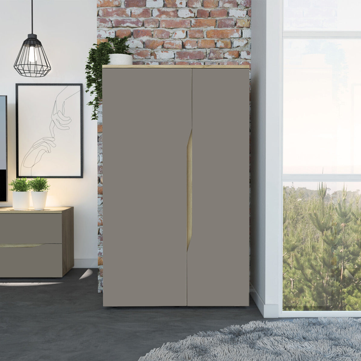 Bar Obregon, Color Duna y Taupe, 2 Puertas – Virtual Muebles Mx