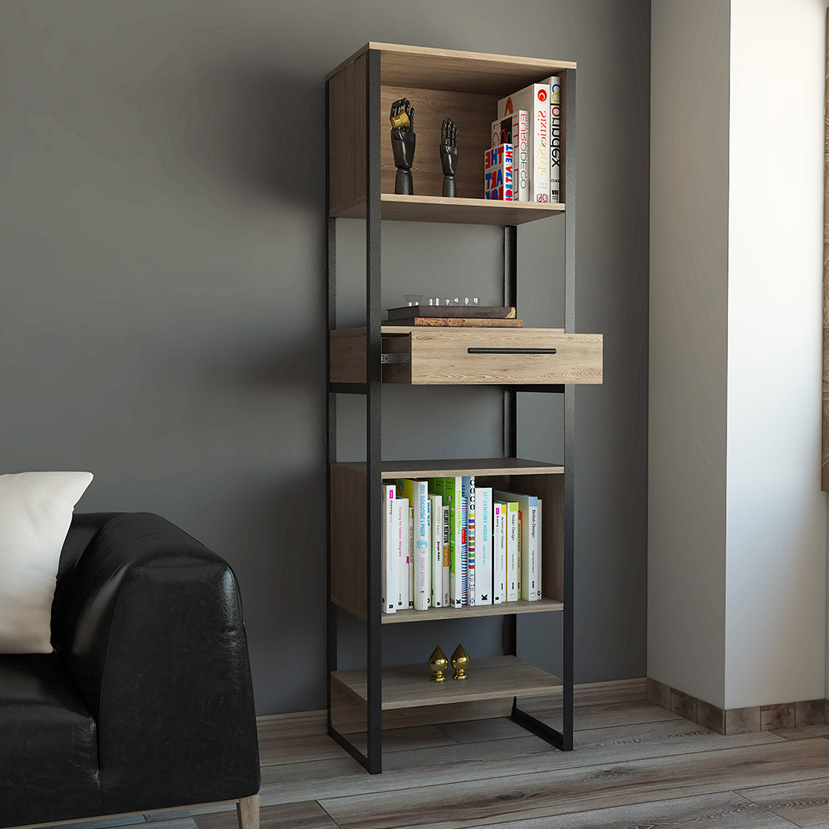 Librero Magnum, Color Miel – Virtual Muebles Mx