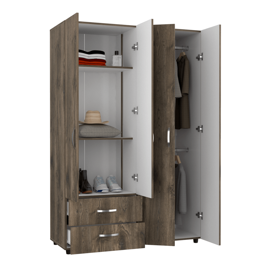 Closet Arkola, Nogal y Blanco, 2 Cajones y 4 Puertas Abatibles ...