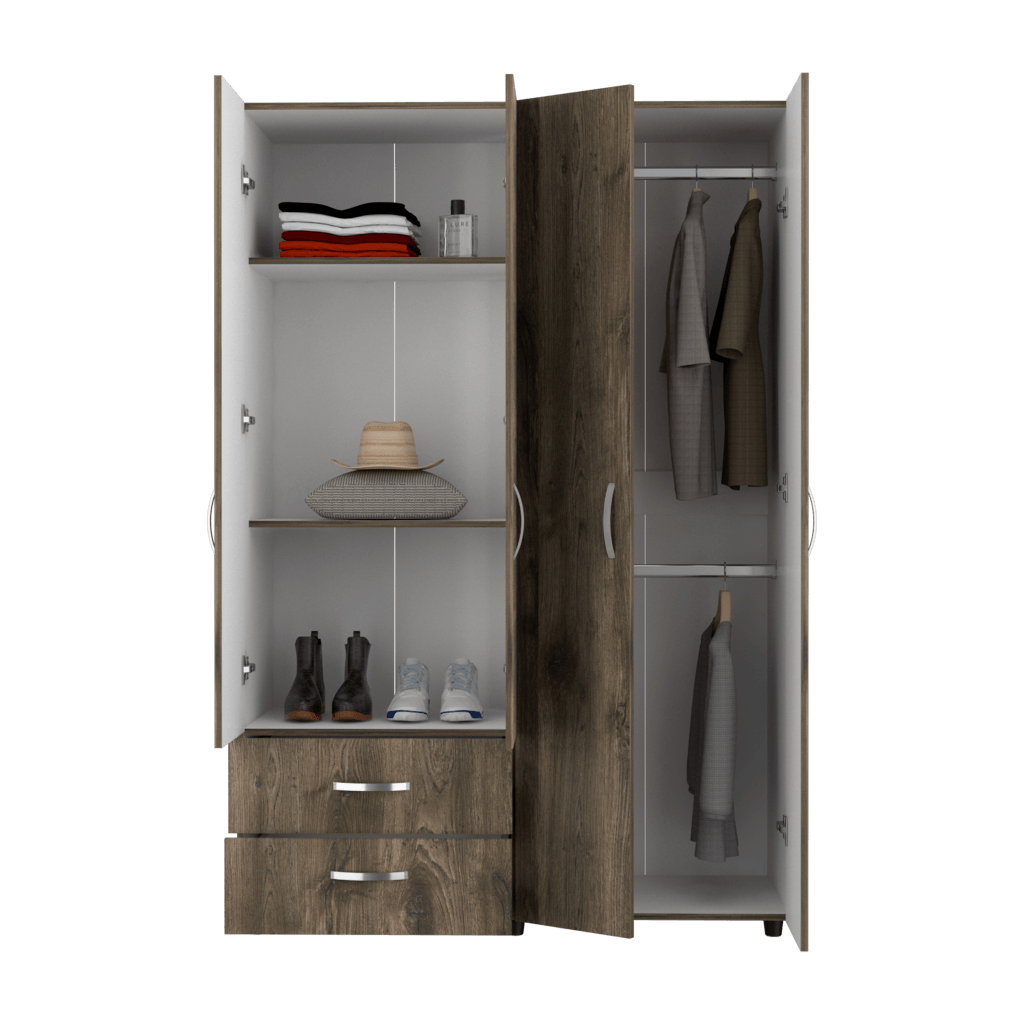 Closet Arkola, Nogal y Blanco, 2 Cajones y 4 Puertas Abatibles ...