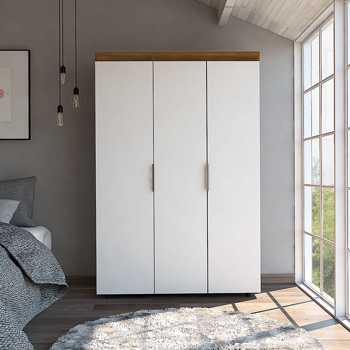 Closet Tolouse, Color Caramelo y Blanco – Virtual Muebles Mx