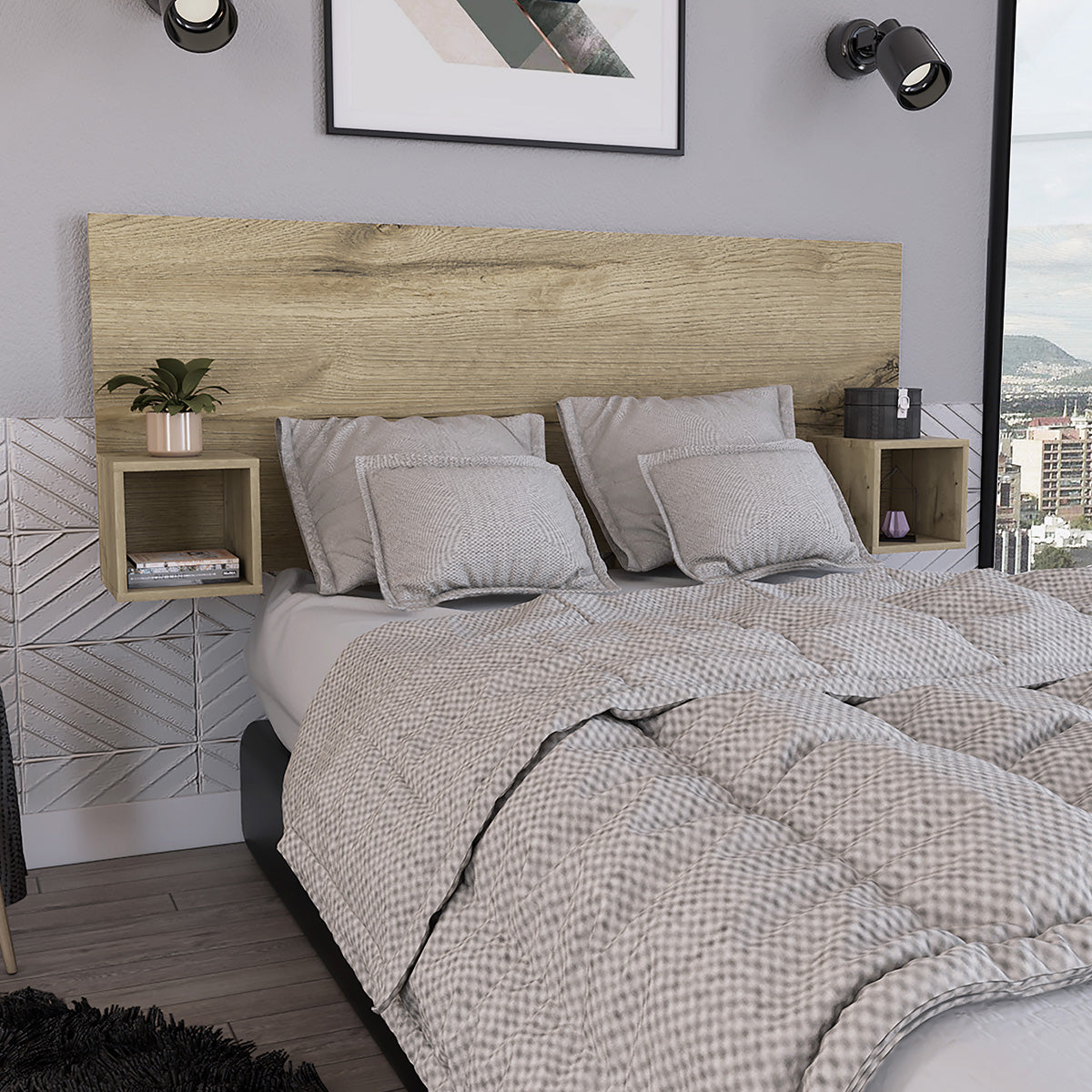 Cabecera Pinot 2 Buros, Color Duna – Virtual Muebles Mx