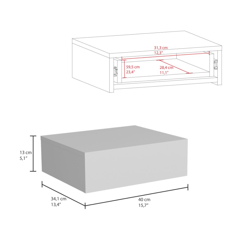 Buró Flotante Milano, Blanco, Con un cajón – Virtual Muebles Mx