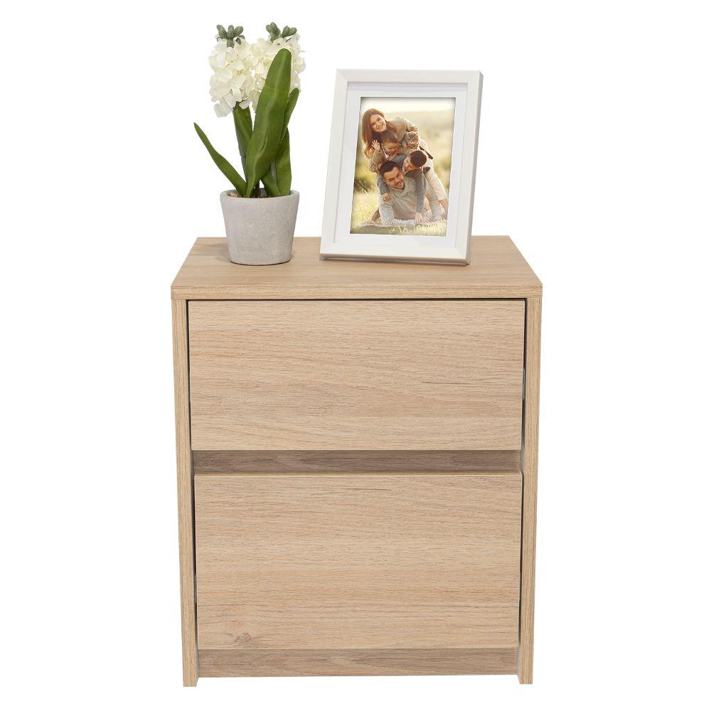 Buró Ozzan, Beige y Blanco, con Dos Cajones – Virtual Muebles Mx