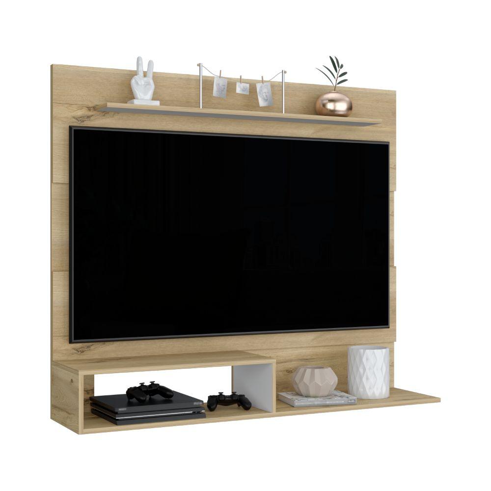 Panel de Tv Ascher, Café Claro y Blanco Duqueza – Virtual Muebles Mx