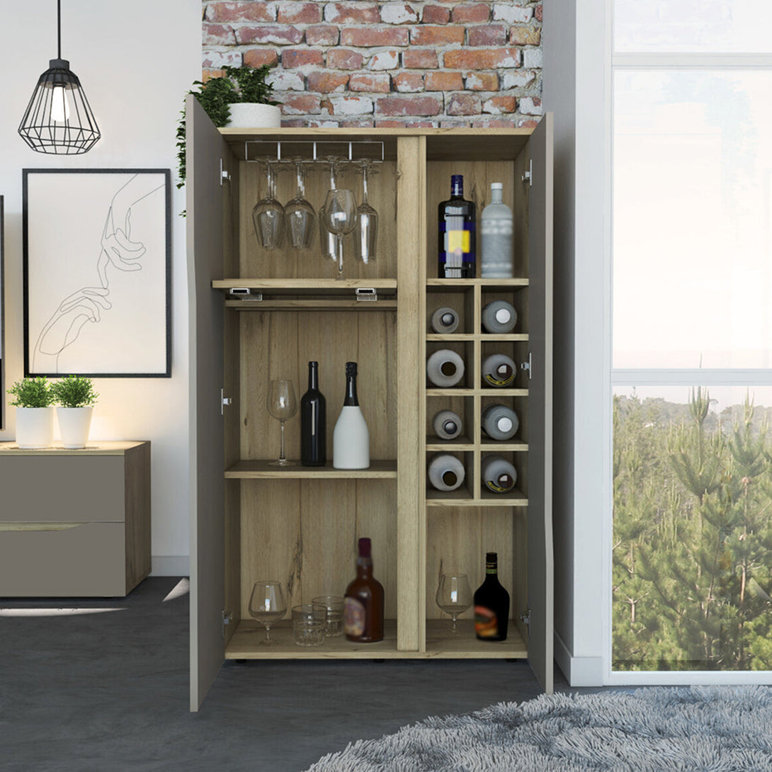 Bar Obregon, Color Duna y Taupe, 2 Puertas – Virtual Muebles Mx