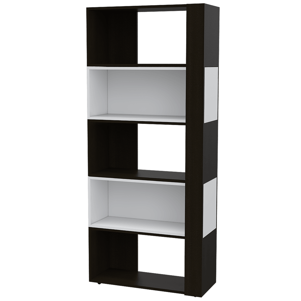 Librero Ascher color Wengue y Blanco para Oficina. – Virtual Muebles Mx