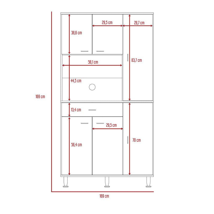 Alacena Huzy, Wengue y Blanco, Amplia Capacidad de Almacenamiento ...