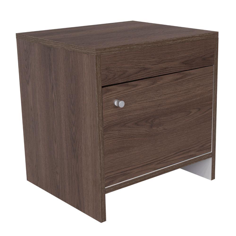 Buró Tutto, Chocolate y Blanco, Un Cajón – Virtual Muebles Mx